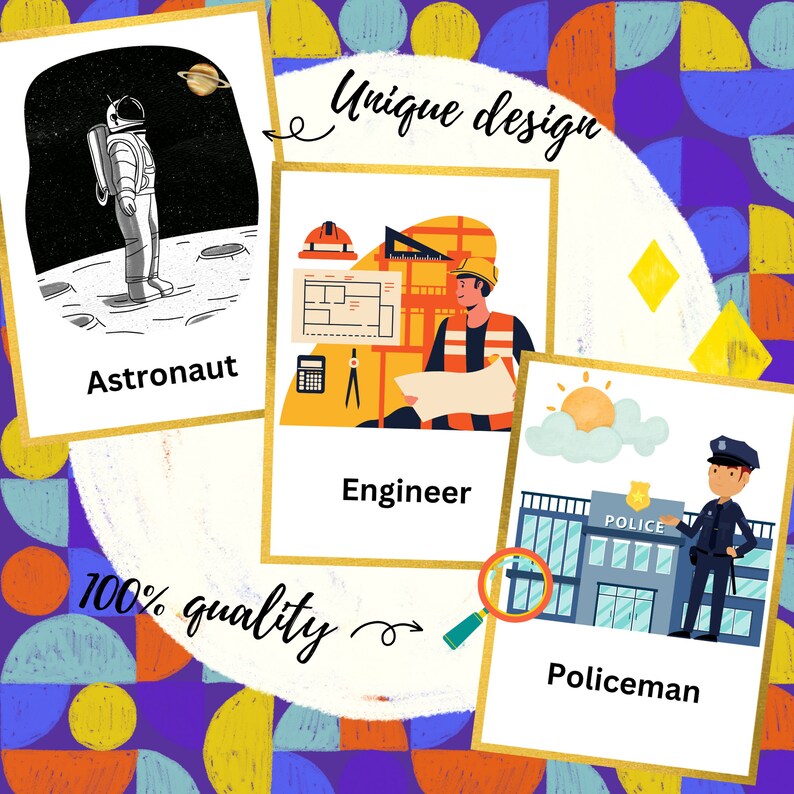 Printable Jobs Flash Cards - for Kids - Pdf - Png - Svg - Entertaining ...