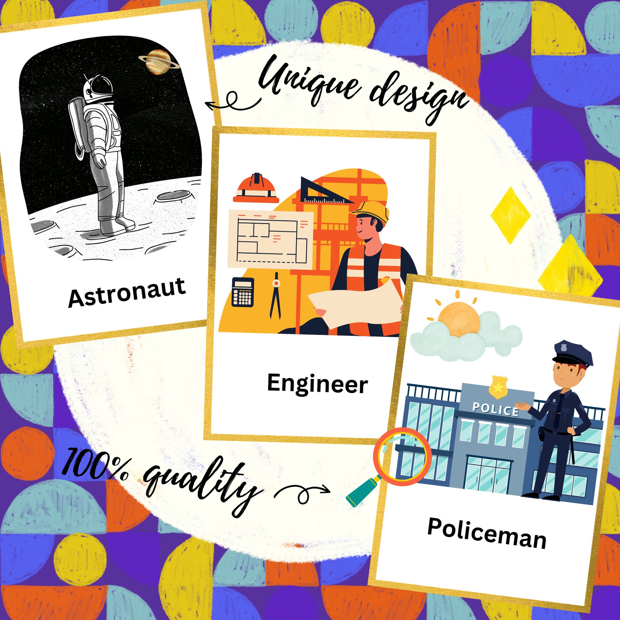 Printable Jobs Flash Cards - for Kids - Pdf - Png - Svg - Entertaining ...