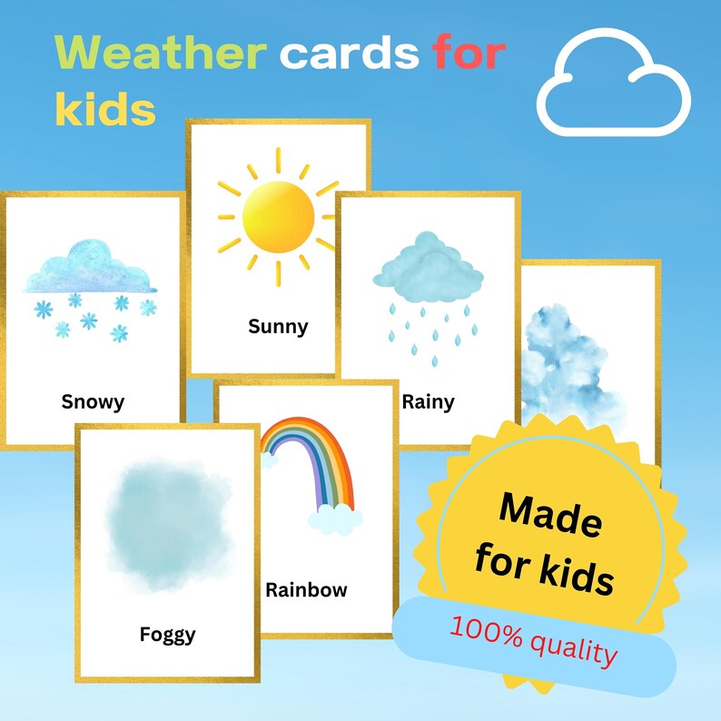 13 Weather Cards - Educational Prints for Kids - Etsy