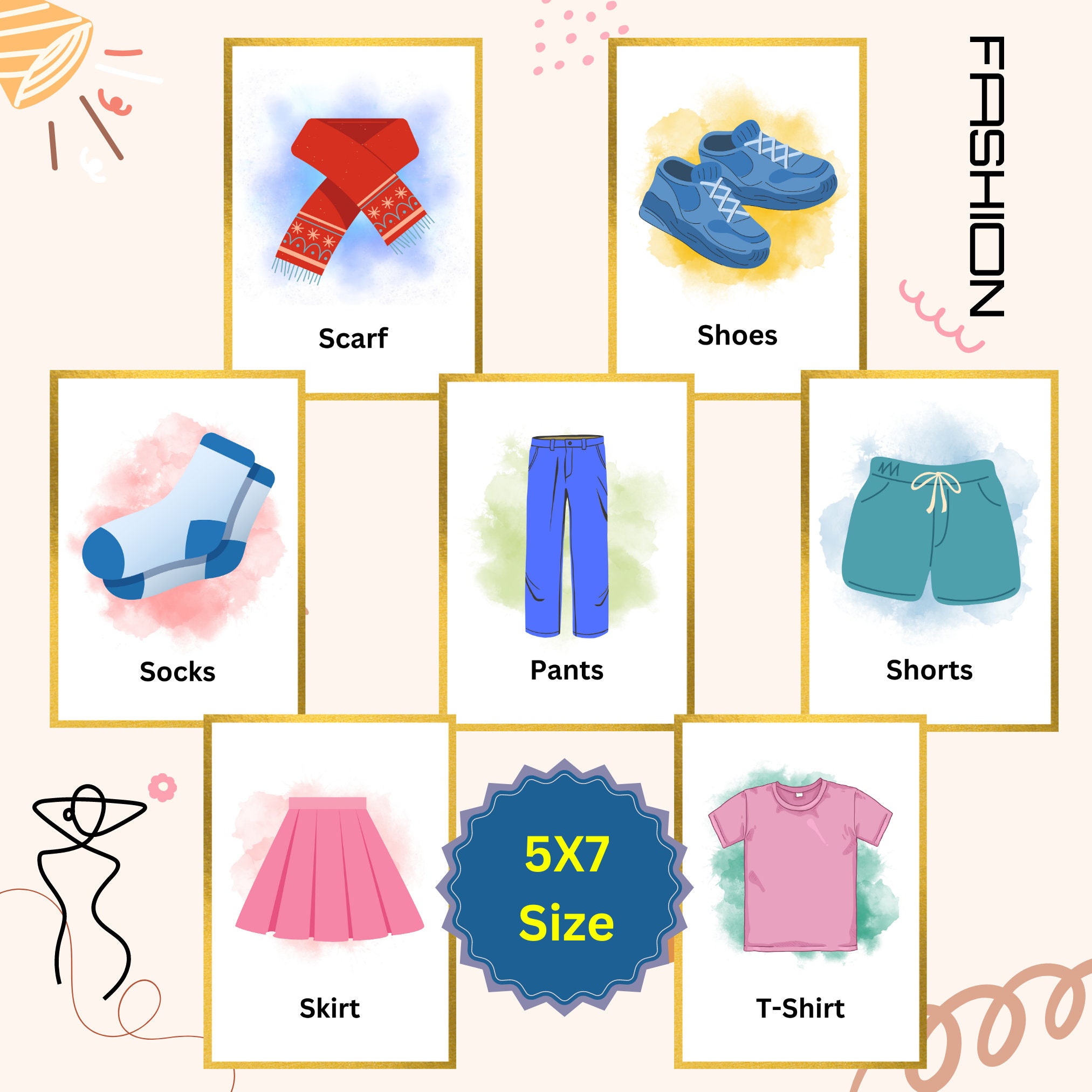 Printable Clothing Flash Cards - for Kids - Pdf - Png - Svg ...