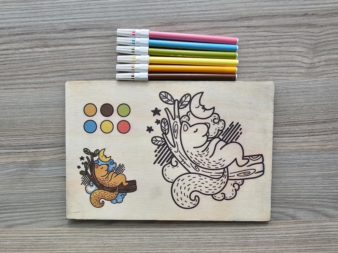 Custom Wooden DIY Coloring Set for Kids,fun Craft Kit With Natural ...