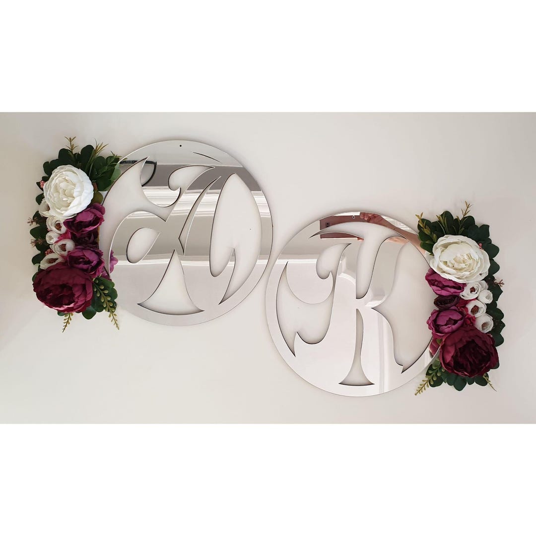 Large Acrylic Wedding Letters Backdrop With Red Flowers, Custom ...