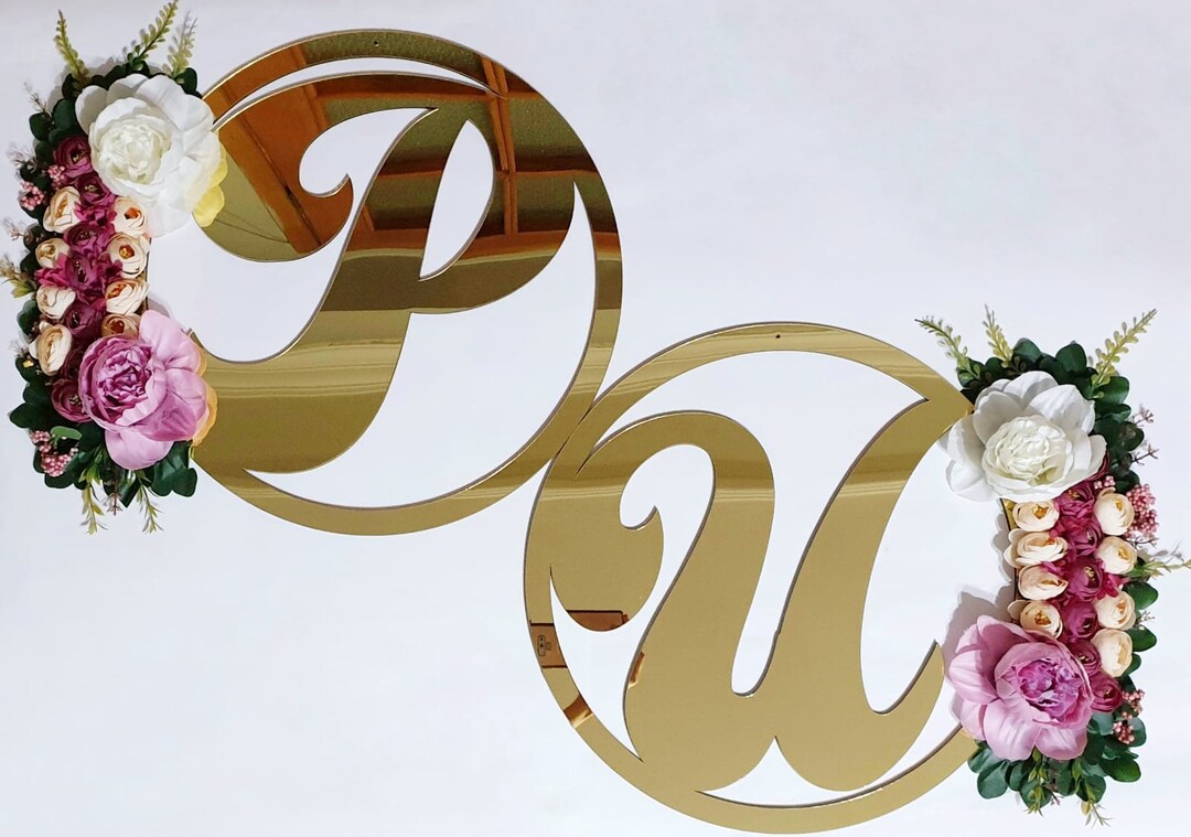 Large Acrylic Letters Wedding Backdrop With Flowers,decorative Acrylic ...