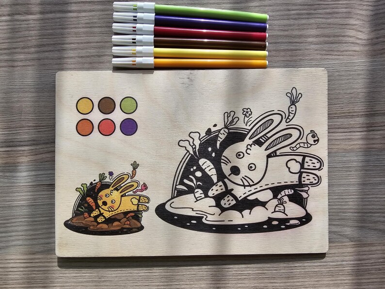 Custom Wooden DIY Coloring Set for Kids,fun Craft Kit With Natural ...