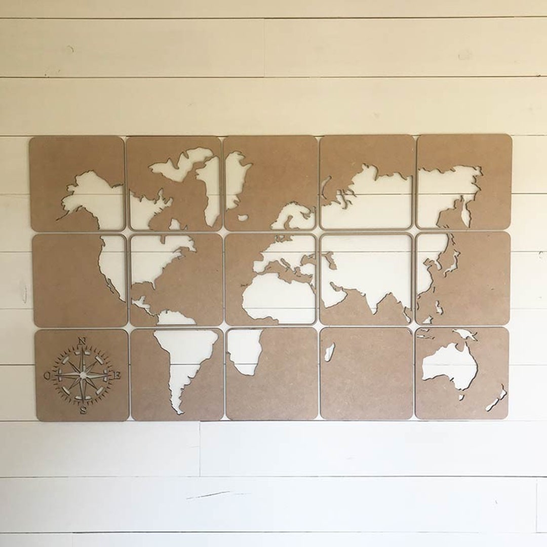 Wooden Multipart World Map, World Map, Wooden World Map, Wall Decor ...
