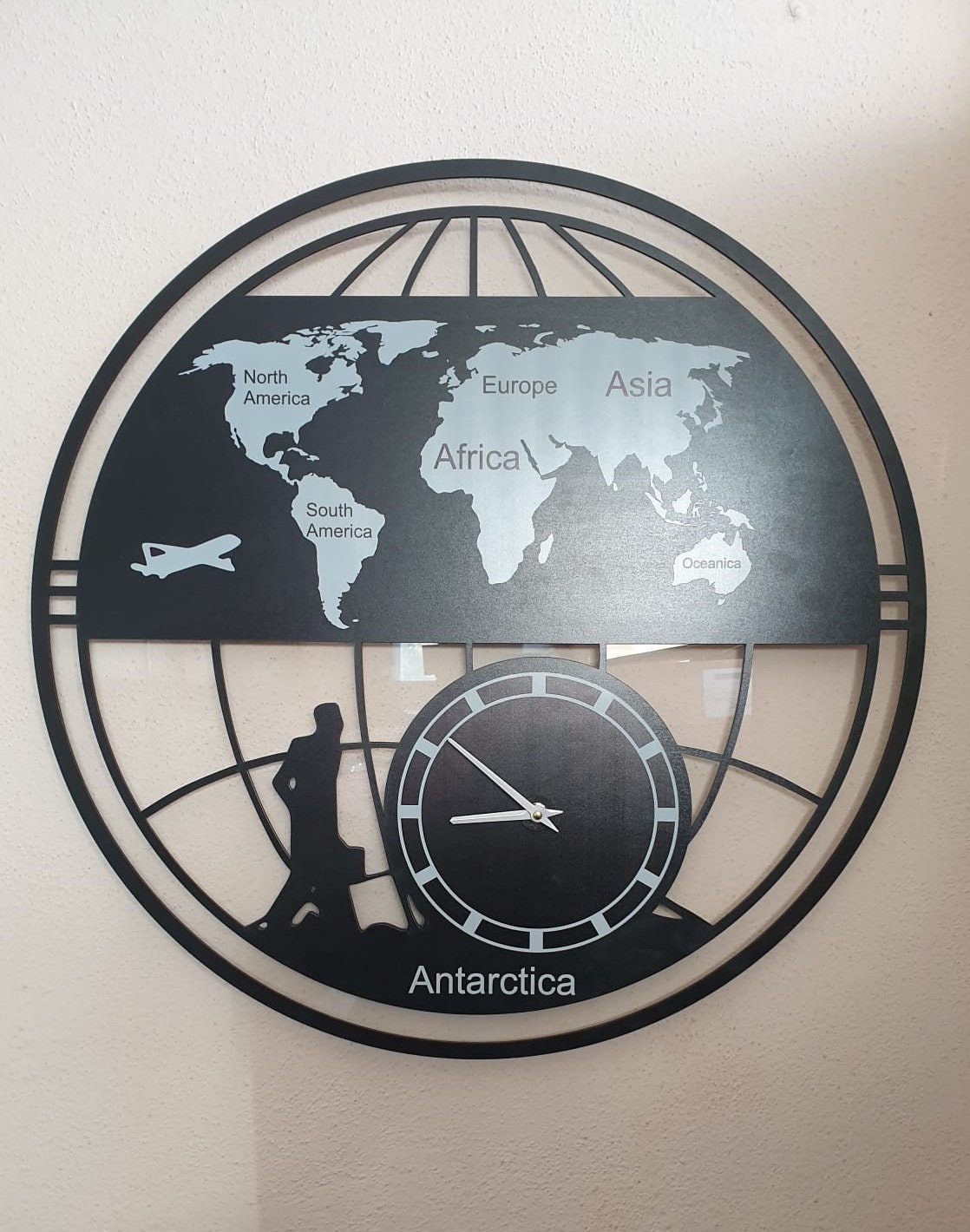 World Map Clock, Map Wooden and Acrylic Wall Clock, Large World Wall ...