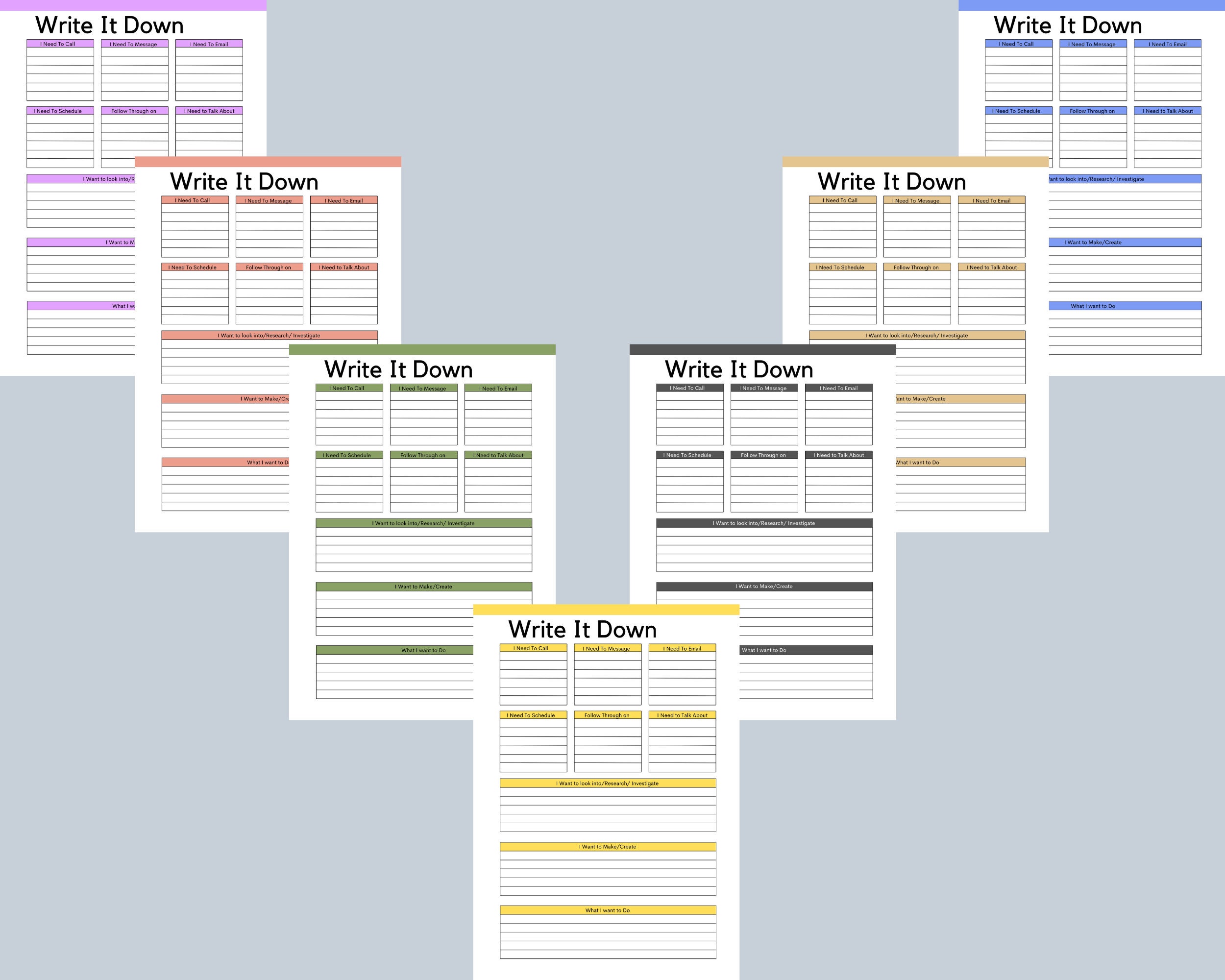 Brain Dump Printable Template,thought Organizer, Productivity Planner ...