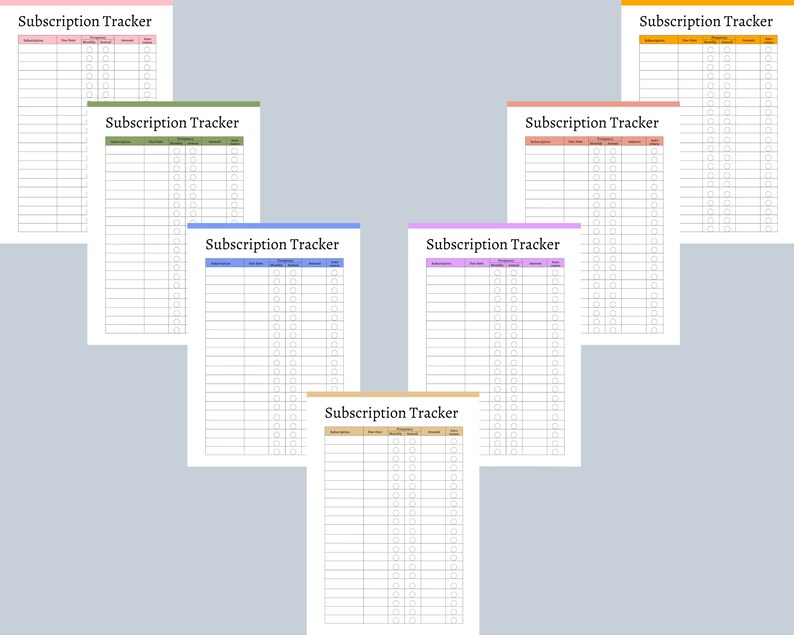 Printable Subscription Tracker Membership Tracking Monthly - Etsy