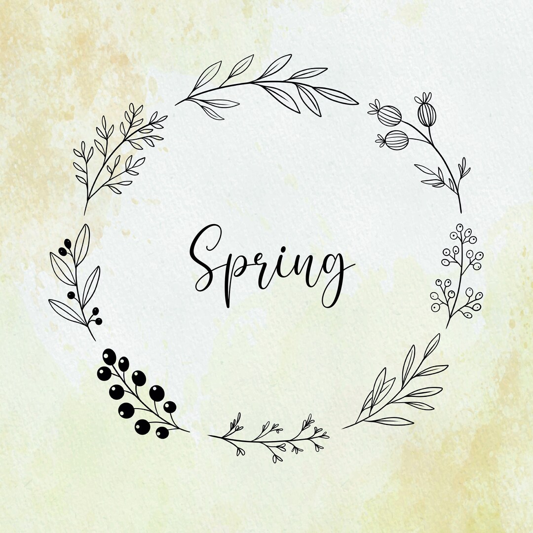 Spring Circle Frame, Floral Frame, Wedding Frame, Leaves Frame, Wedding ...