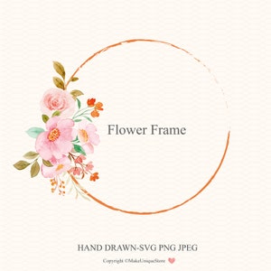 Orange Flower Frame, Floral Frame, Wedding Frame, Leaves Frame, Wedding ...