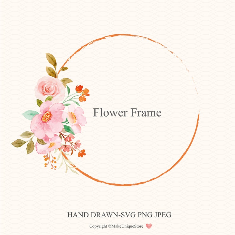Orange Flower Frame, Floral Frame, Wedding Frame, Leaves Frame, Wedding ...