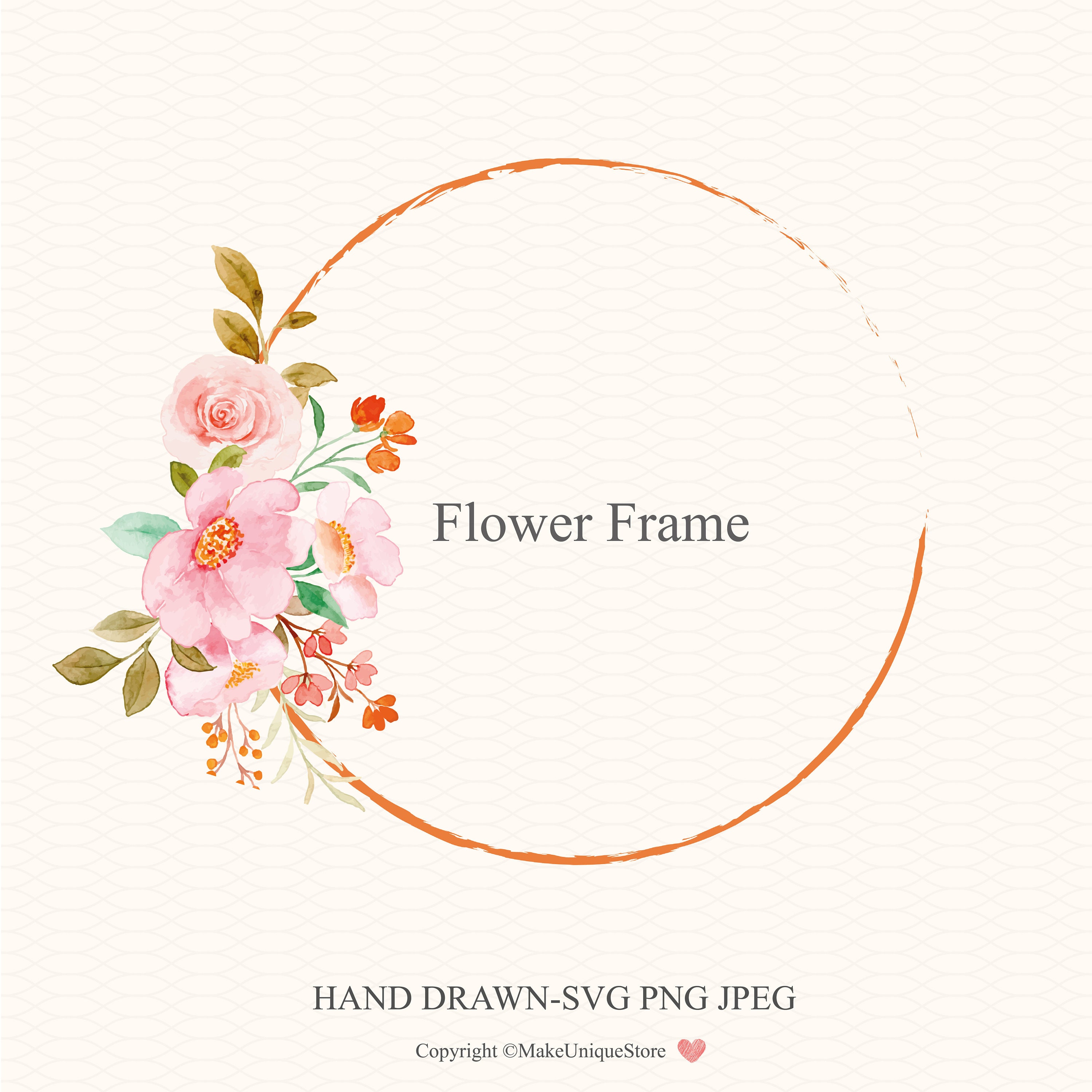 Orange Flower Frame, Floral Frame, Wedding Frame, Leaves Frame, Wedding ...