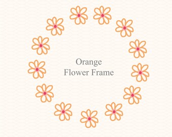 Orange Flower Frame, Floral Frame, Wedding Frame, Leaves Frame, Wedding ...
