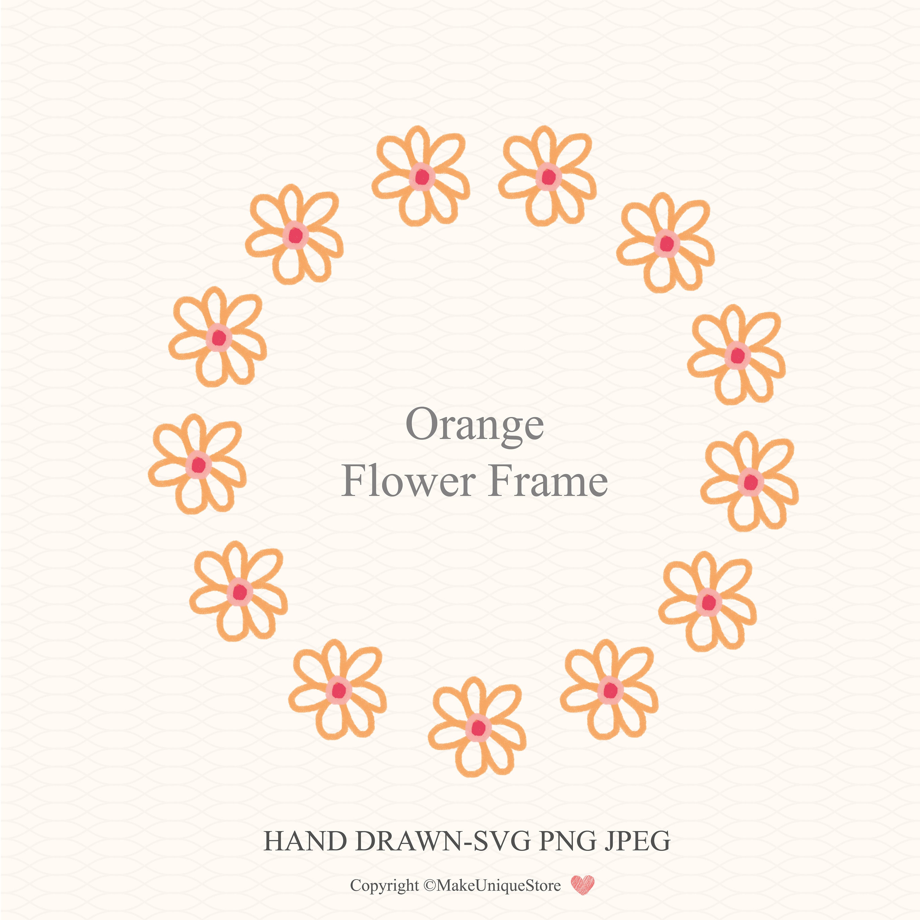 Orange Crayons Flower Frame, Floral Frame, Wedding Frame, Leaves Frame ...