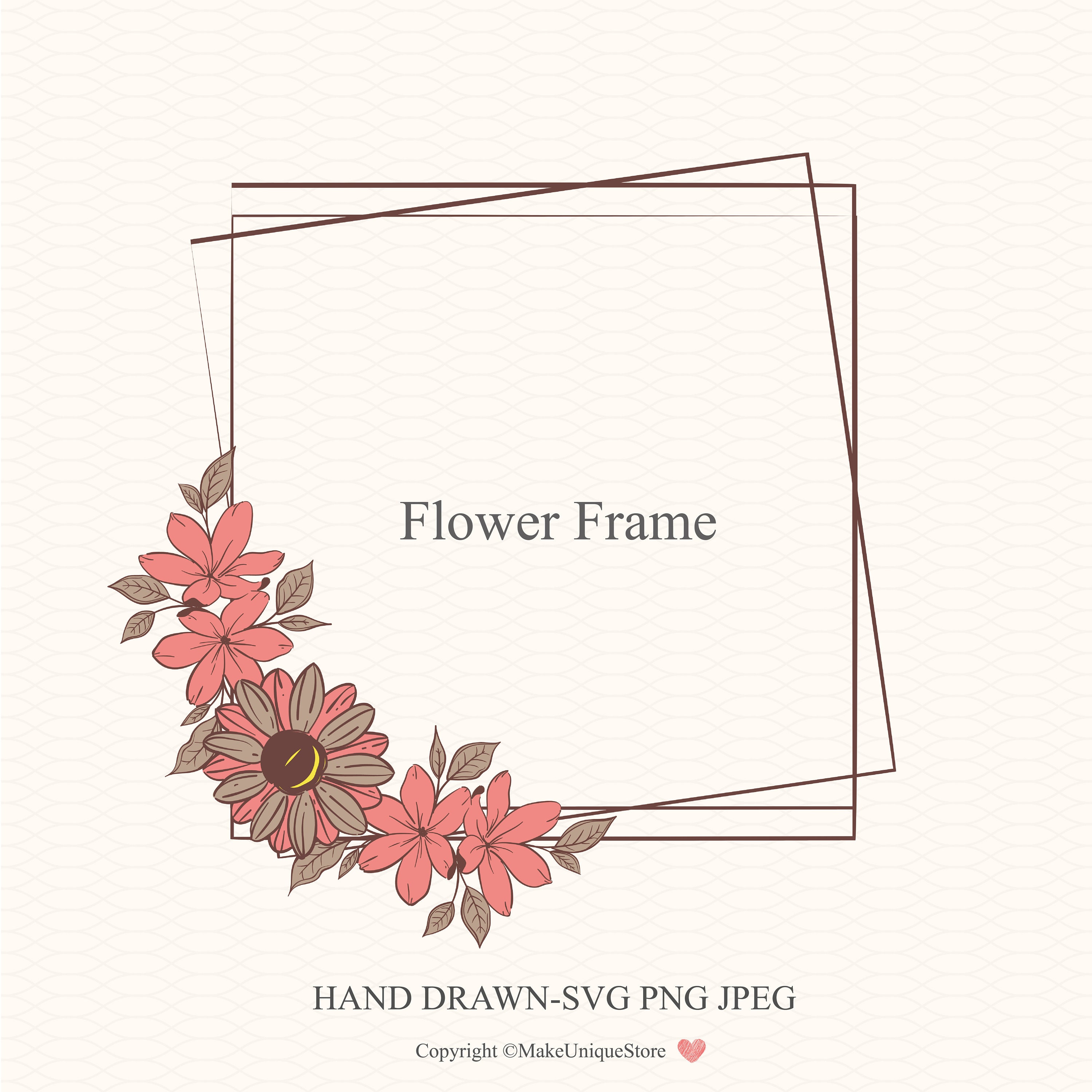 Color Flower Frame, Floral Frame, Wedding Frame, Leaves Frame, Wedding ...