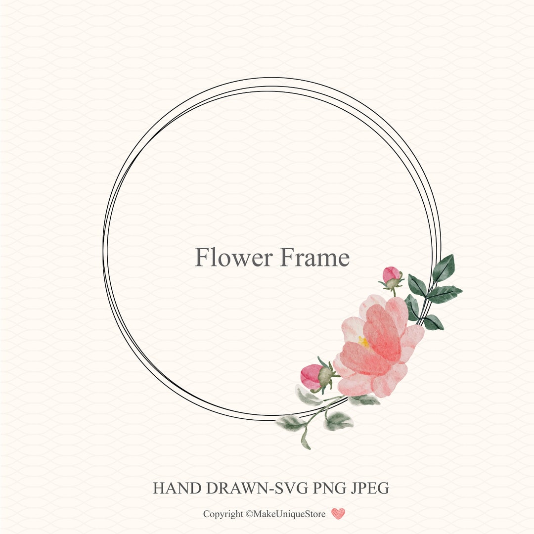 Flower Circle Frame, Floral Frame, Wedding Frame, Leaves Frame, Wedding ...