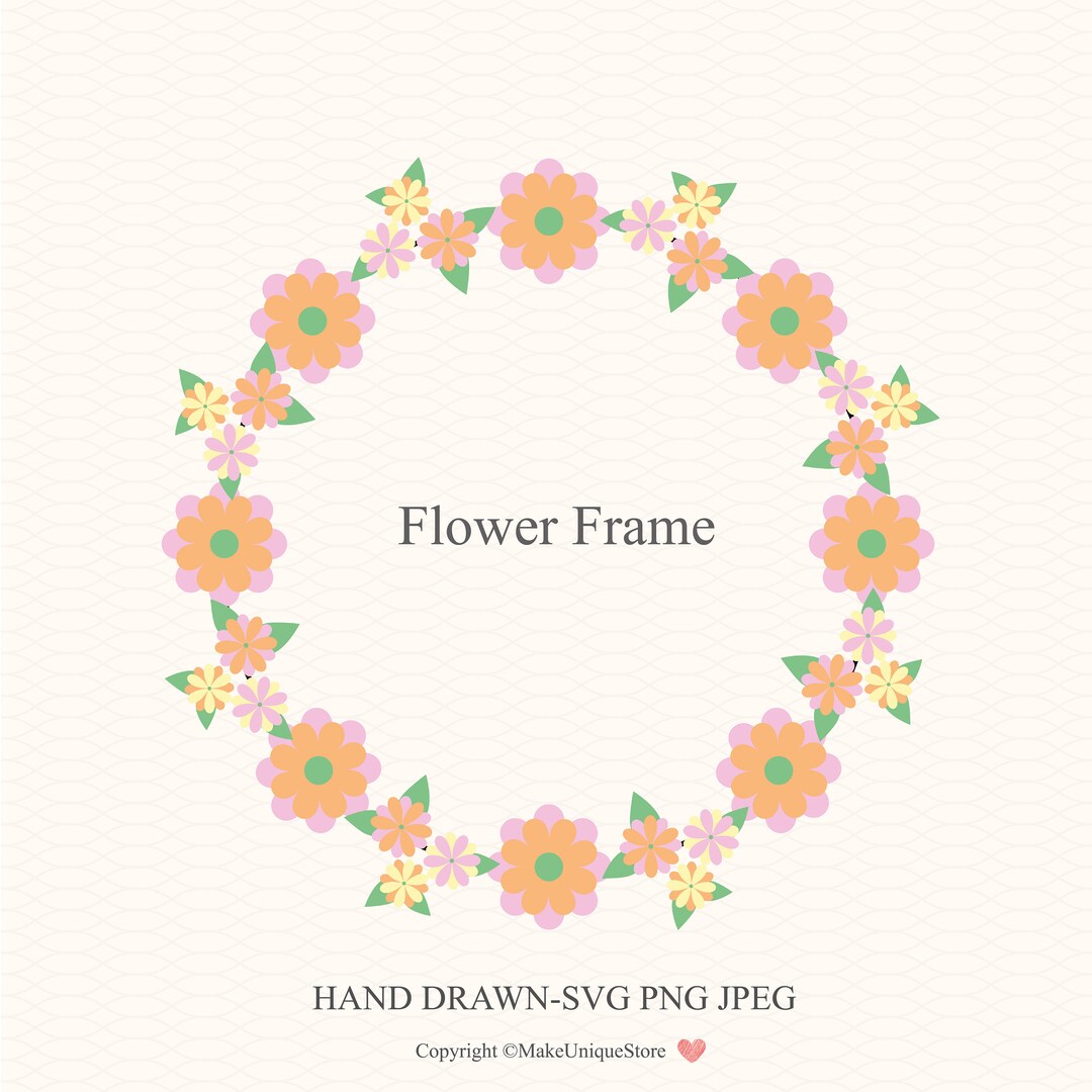 Orange Pink Flower Frame, Floral Frame, Wedding Frame, Leaves Frame ...