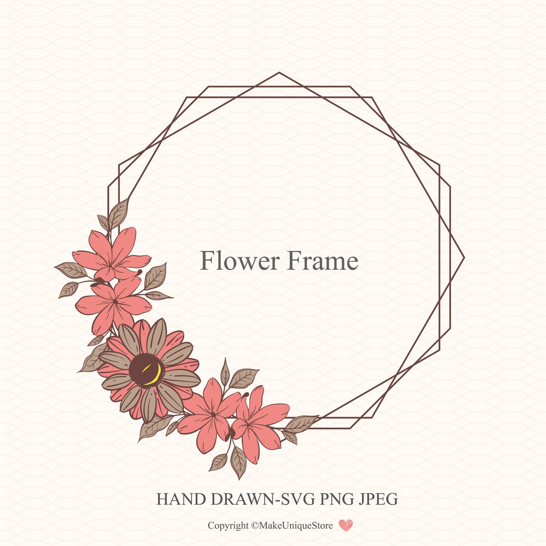 Color Flower Frame, Floral Frame, Wedding Frame, Leaves Frame, Wedding ...