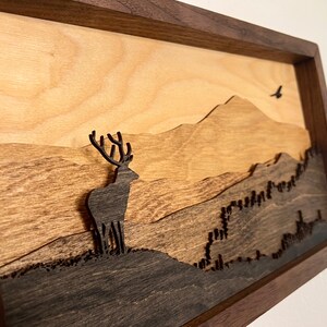 Elk in the Mountains Layered Wood Scene, Hunting, Nature, Adventure ...