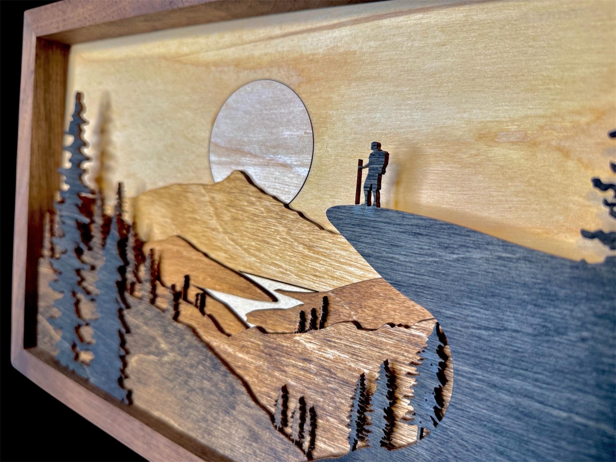Layered Wood Hiker Scene: 3D Adventure Wall Art - Etsy