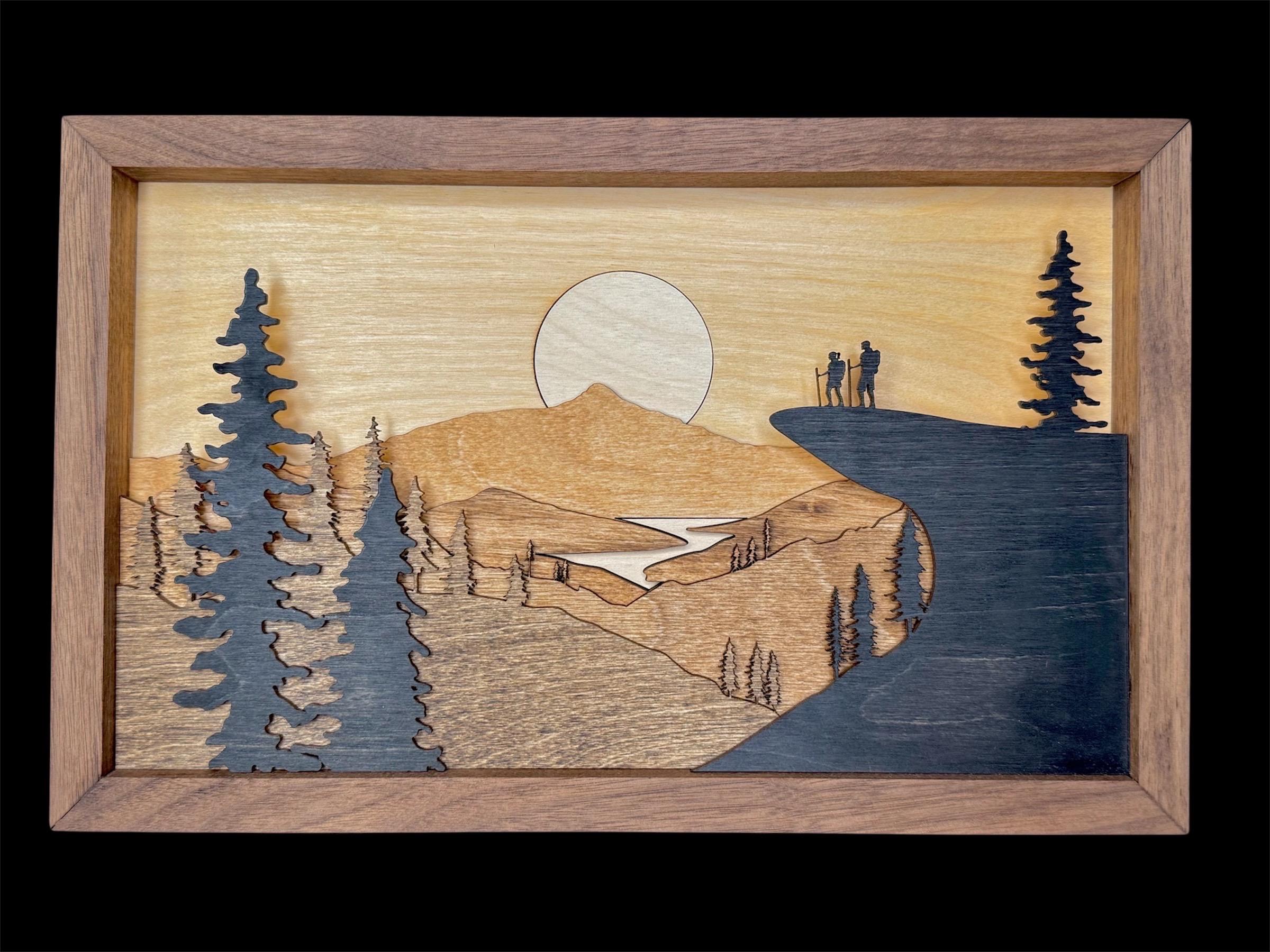 Layered Wood Hiker Scene: 3D Adventure Wall Art - Etsy