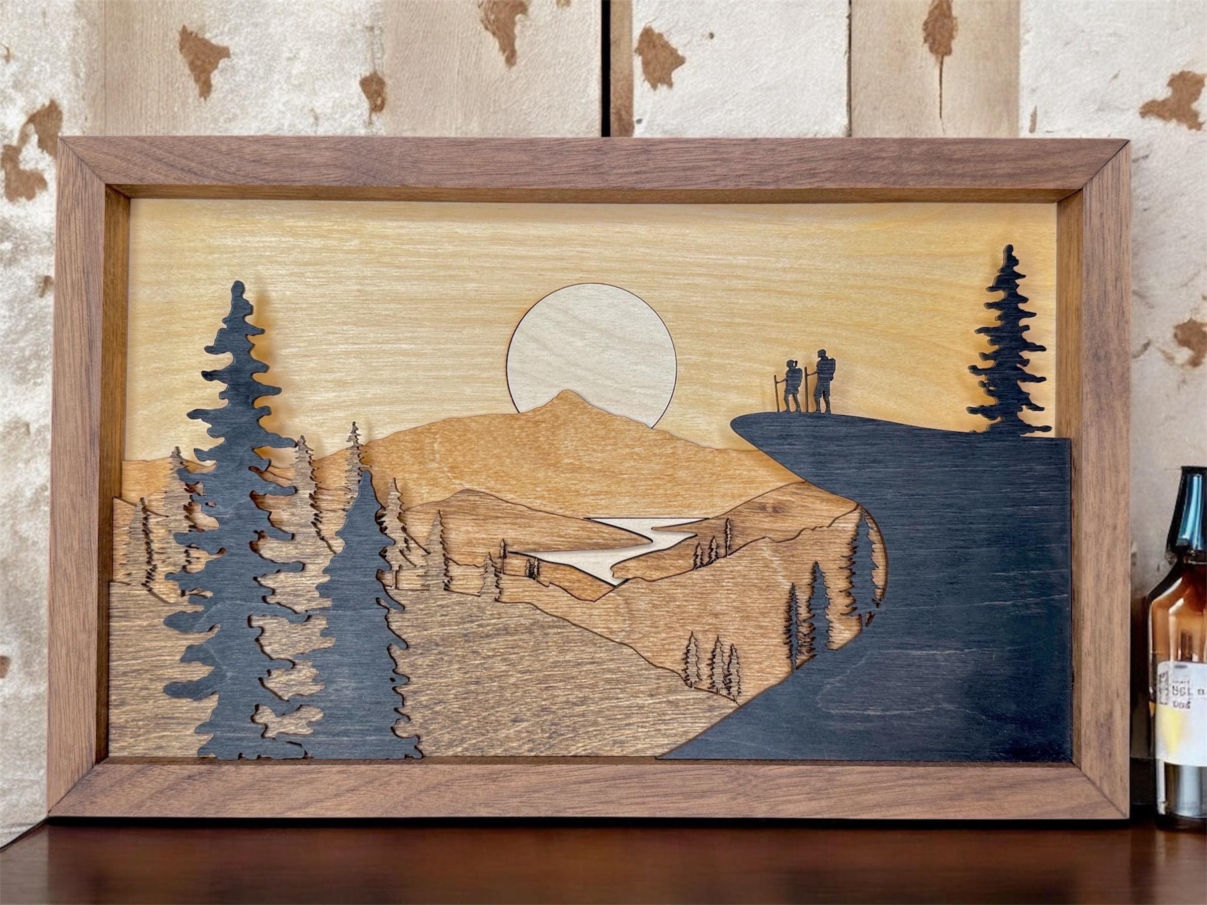 Layered Wood Hiker Scene: 3D Adventure Wall Art - Etsy