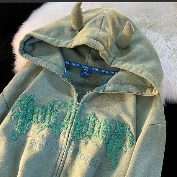 Y2k Horns Hoodie Etsy