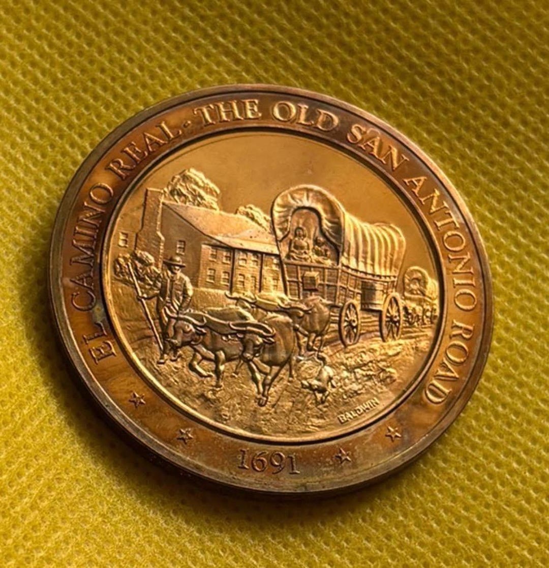 1968, El Camino Real, Old San Antonio Road 1691, Franklin Mint Coin ...