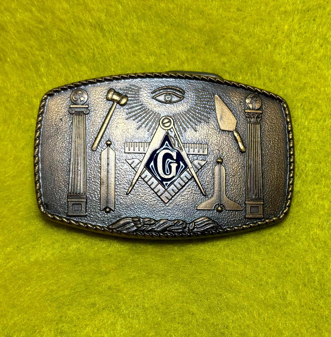 Vintage 1981 MASONIC Belt Buckle, MASON, Solid Bronze, Harry Klitzner ...