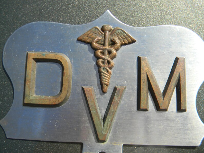 Veterinarian Caduceus Car Badge License Plate Topper DVM Doctor Logo ...