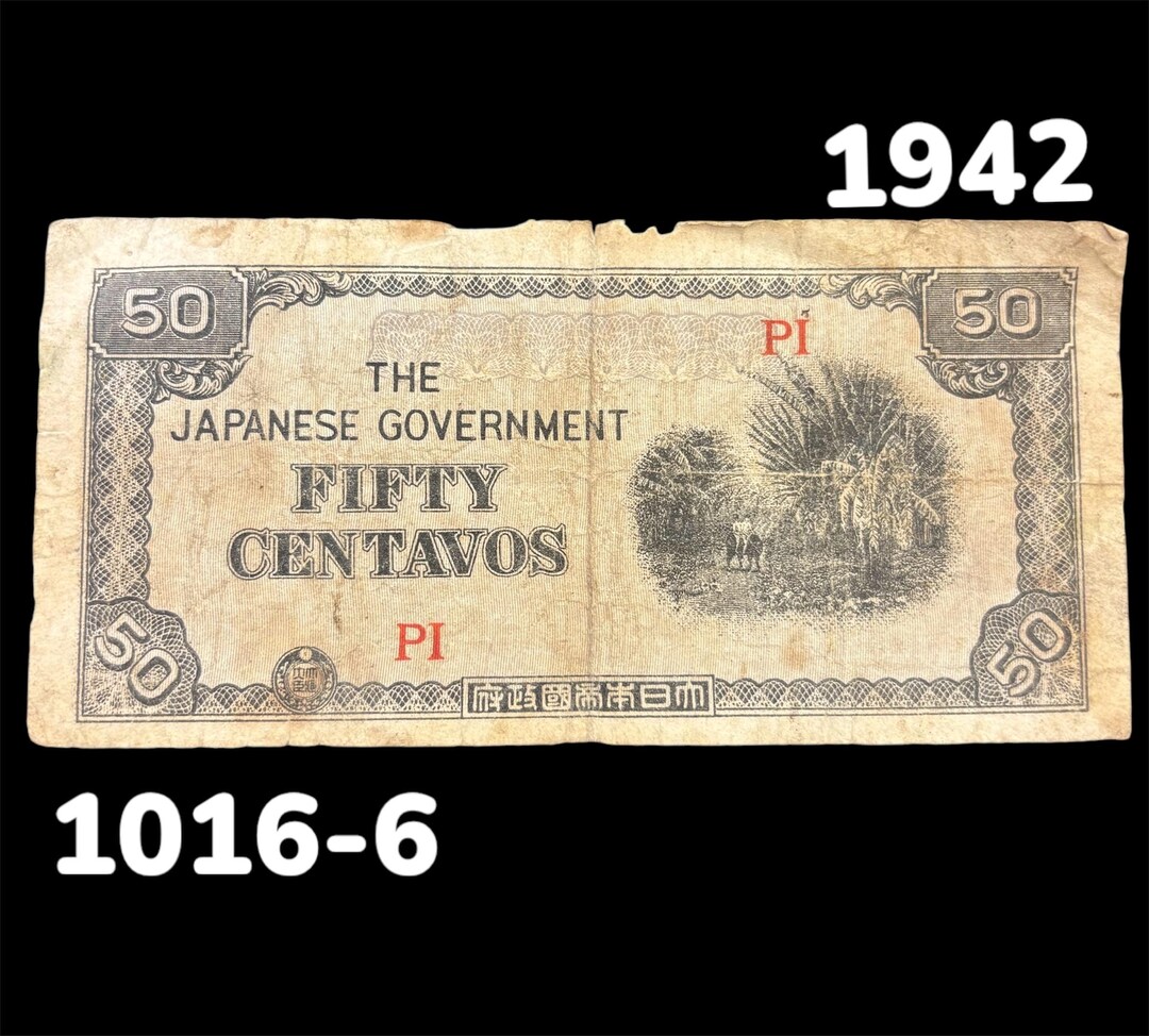 1942 WWII JAPANESE 50 CENTAVO Banknote, the Japanese Goverment ...