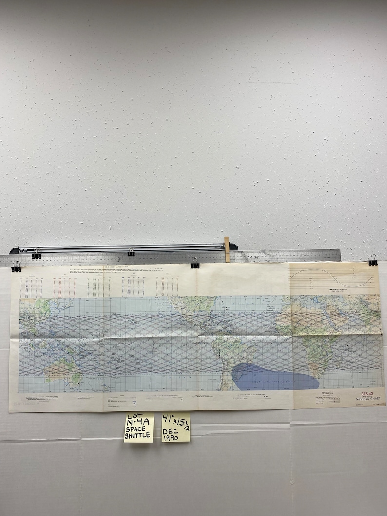 1990 Space Shuttle Atlantis Mission Chart STS 43 Aerospace Two - Etsy