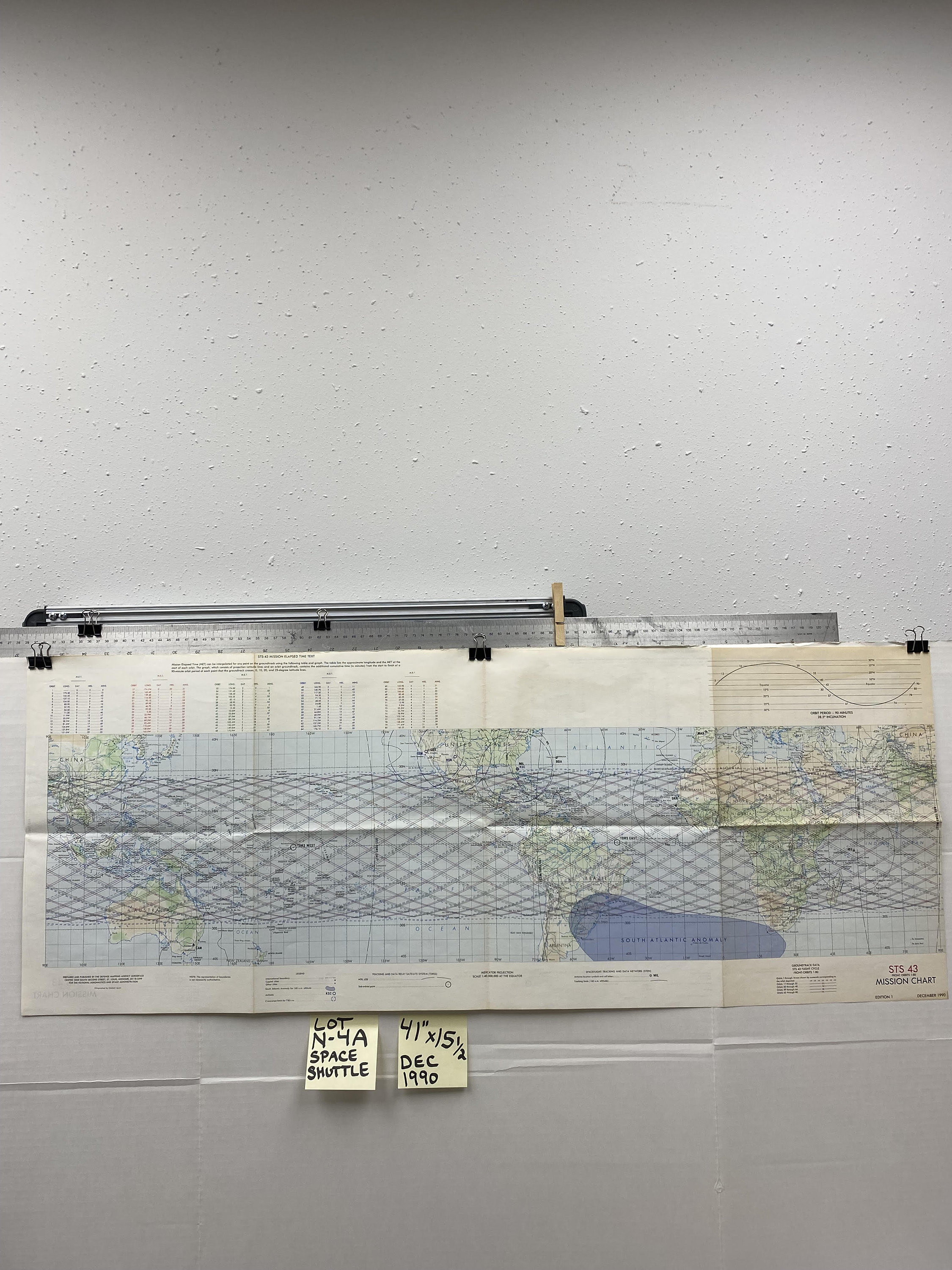 1990 Space Shuttle Atlantis Mission Chart STS 43 Aerospace Two Sided ...