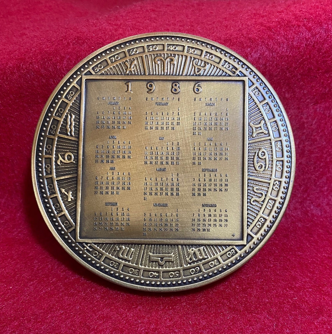 1986 Father Chronos Franklin Mint Bronze Annual Calendar, Medallion ...