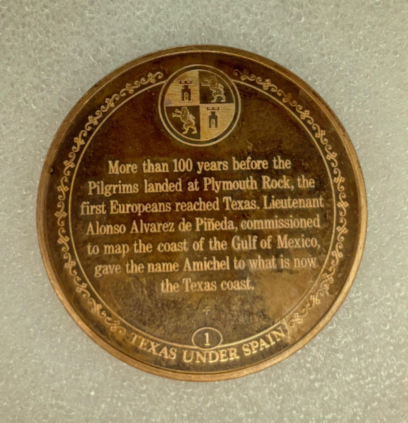 1968 Alonzo Alvarez De Pineda, Texas Coastline 1519, Coin, Medallion ...
