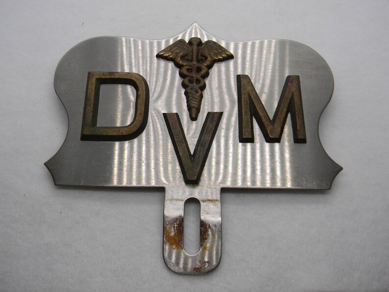 Veterinarian Caduceus Car Badge License Plate Topper DVM Doctor Logo ...