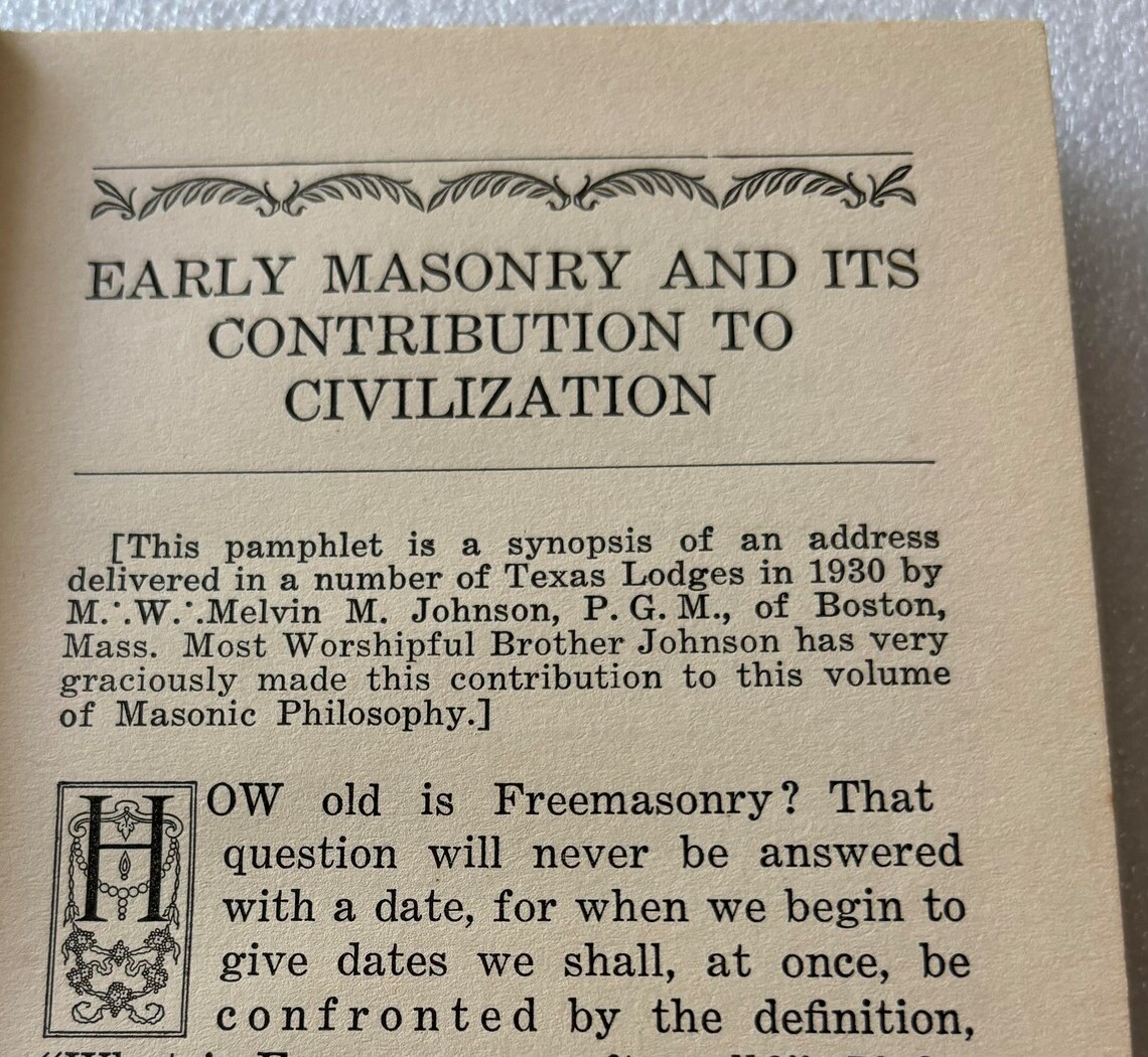 MASONIC PHILOSOPHY Ten Short Lessons C1934, Masonry, Masons ...