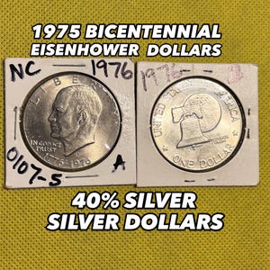 1976 Eisenhower Silver Dollars, 40% Silver Coins, DENVER Mint, 1776 Bicentennial Commemorative ...