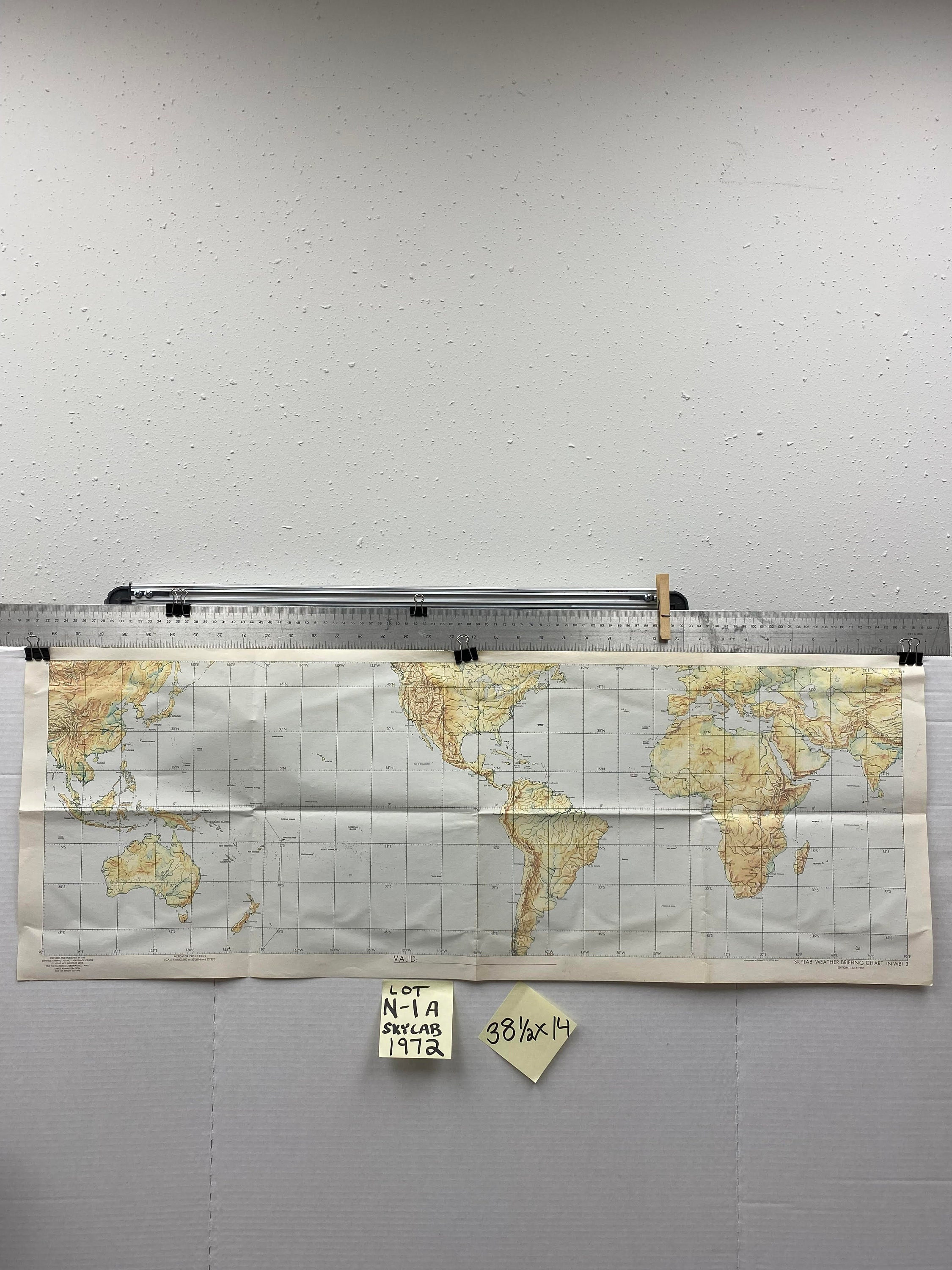 1972 Skylab Weather Briefing Chart Mercator Map, NASA Space Station ...