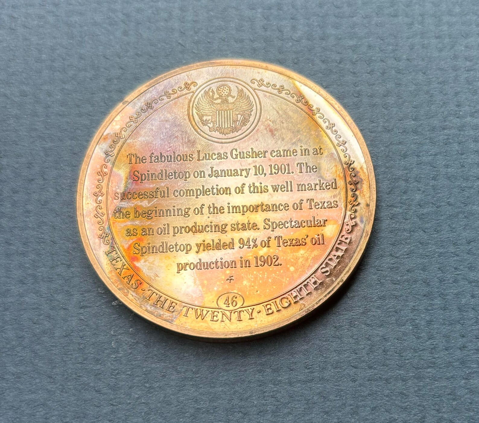 1968 Franklin Mint, Lucas Gusher, Spindle Top Oil Field 1901, Coin ...