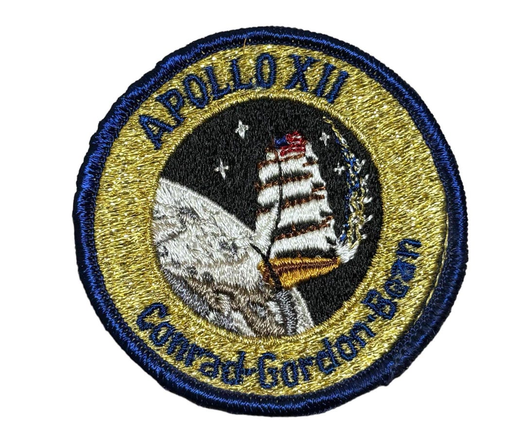 Vintage 1969 Apollo 12 Crew Patch, APOLLO XII Mission, NASA, Original Cloth Patch, Conrad ...
