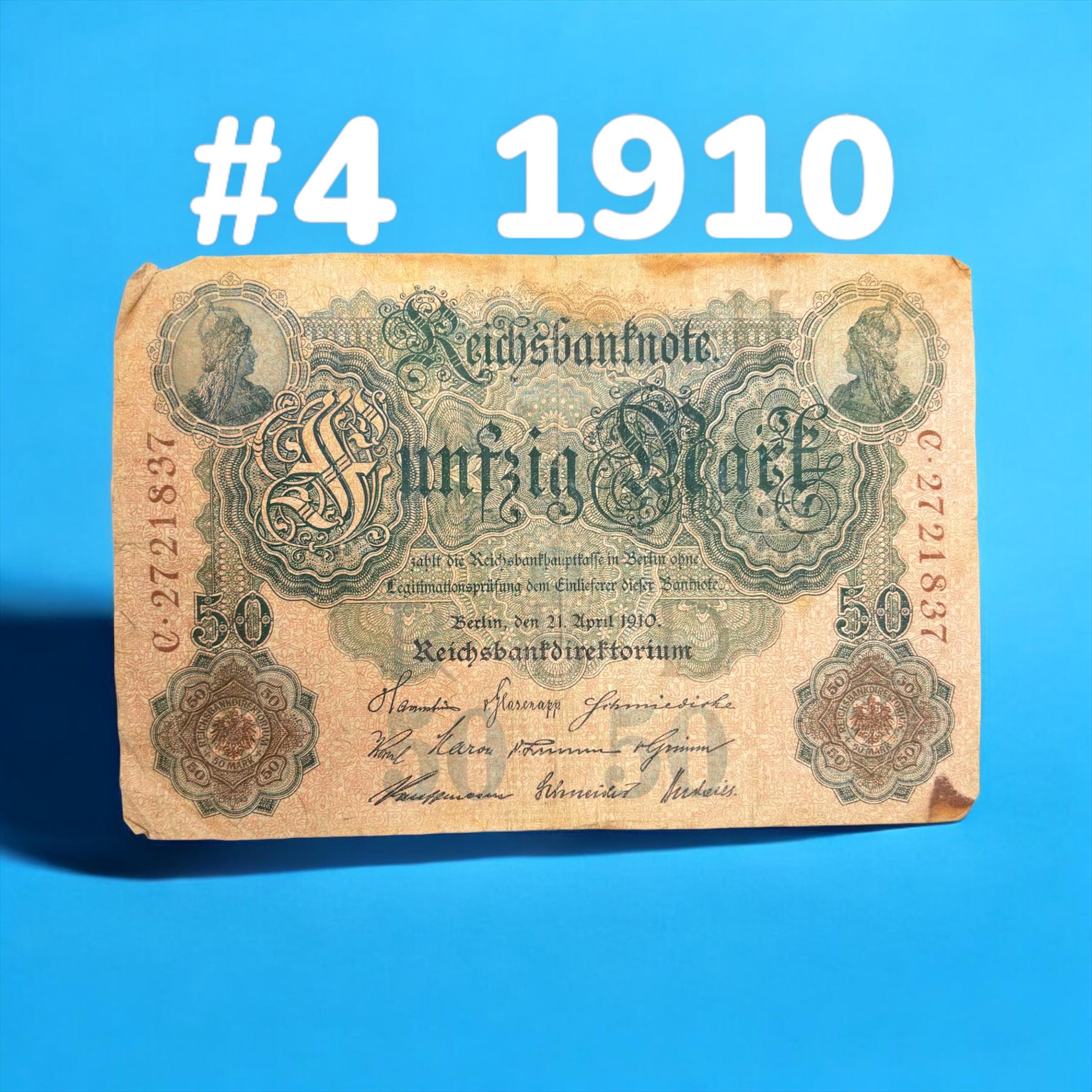 Vintage Pre WWI GERMAN Reich Marks, BANKNOTES, Money, Bank Notes, 1 ...