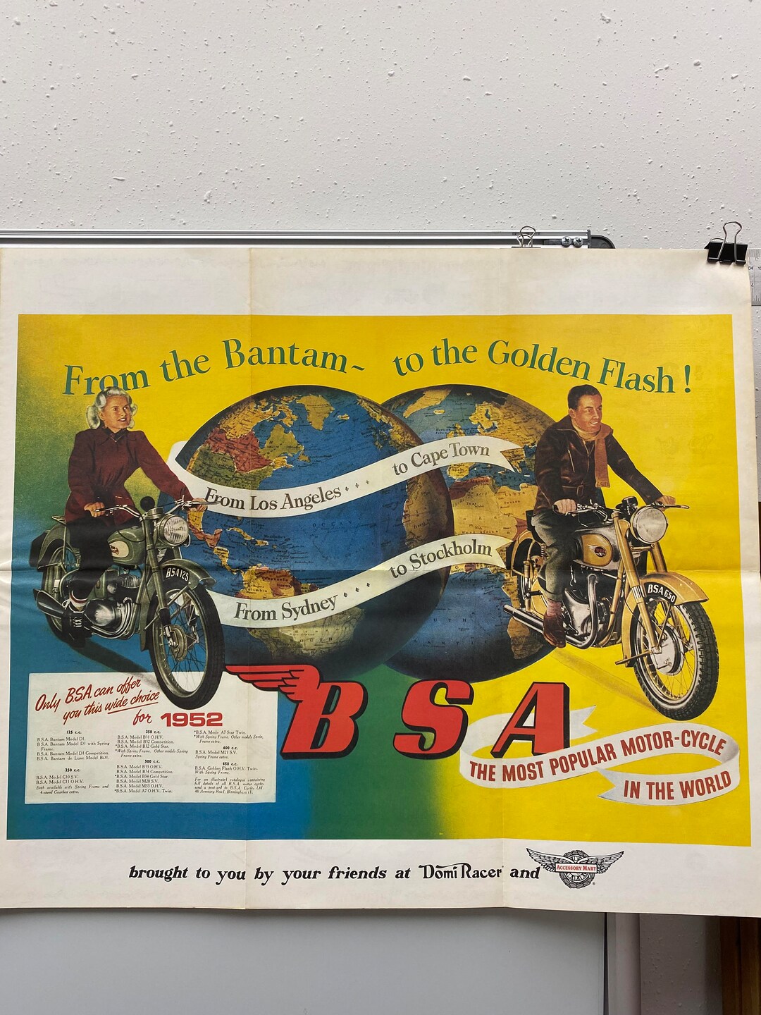 1952 BSA Motorcycle Poster Art, December 1981, BSA Cycles, British ...