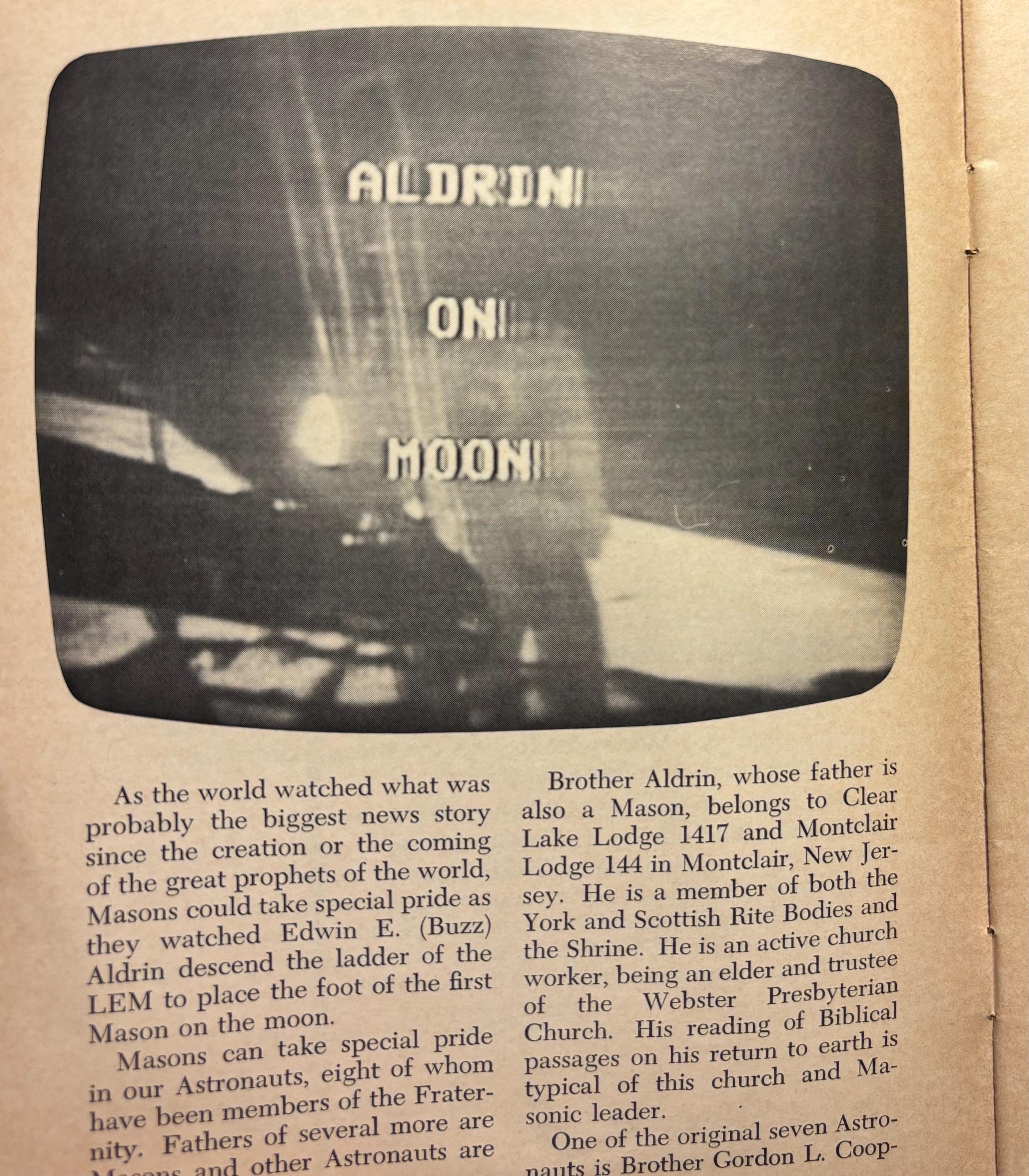 1969 August the Texas Freemason, First Mason on the Moon Edwin E ...