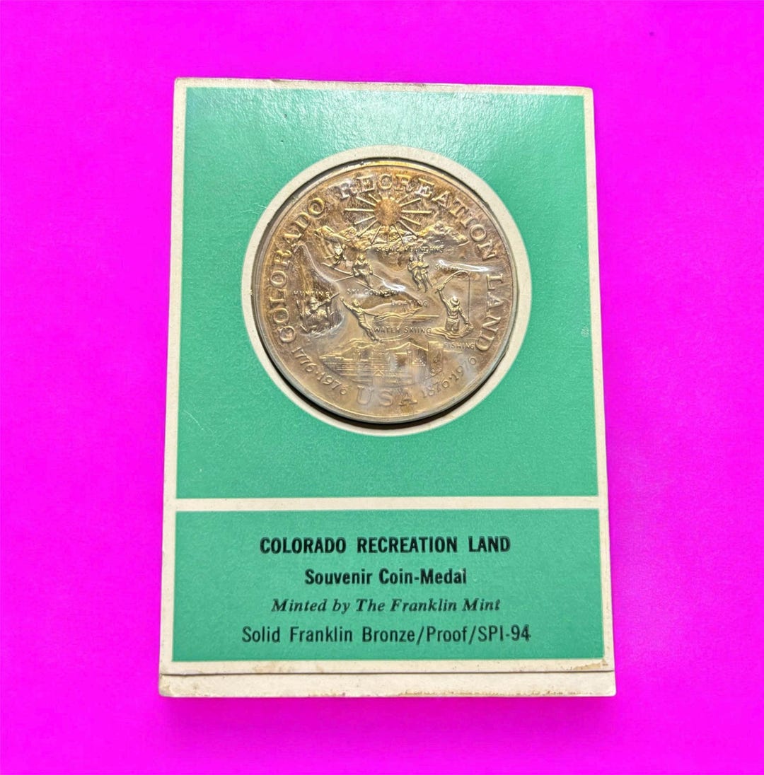 1976 COLORADO RECREATION LAND Souvenir 1876 - 1976, Franklin Mint Coin ...
