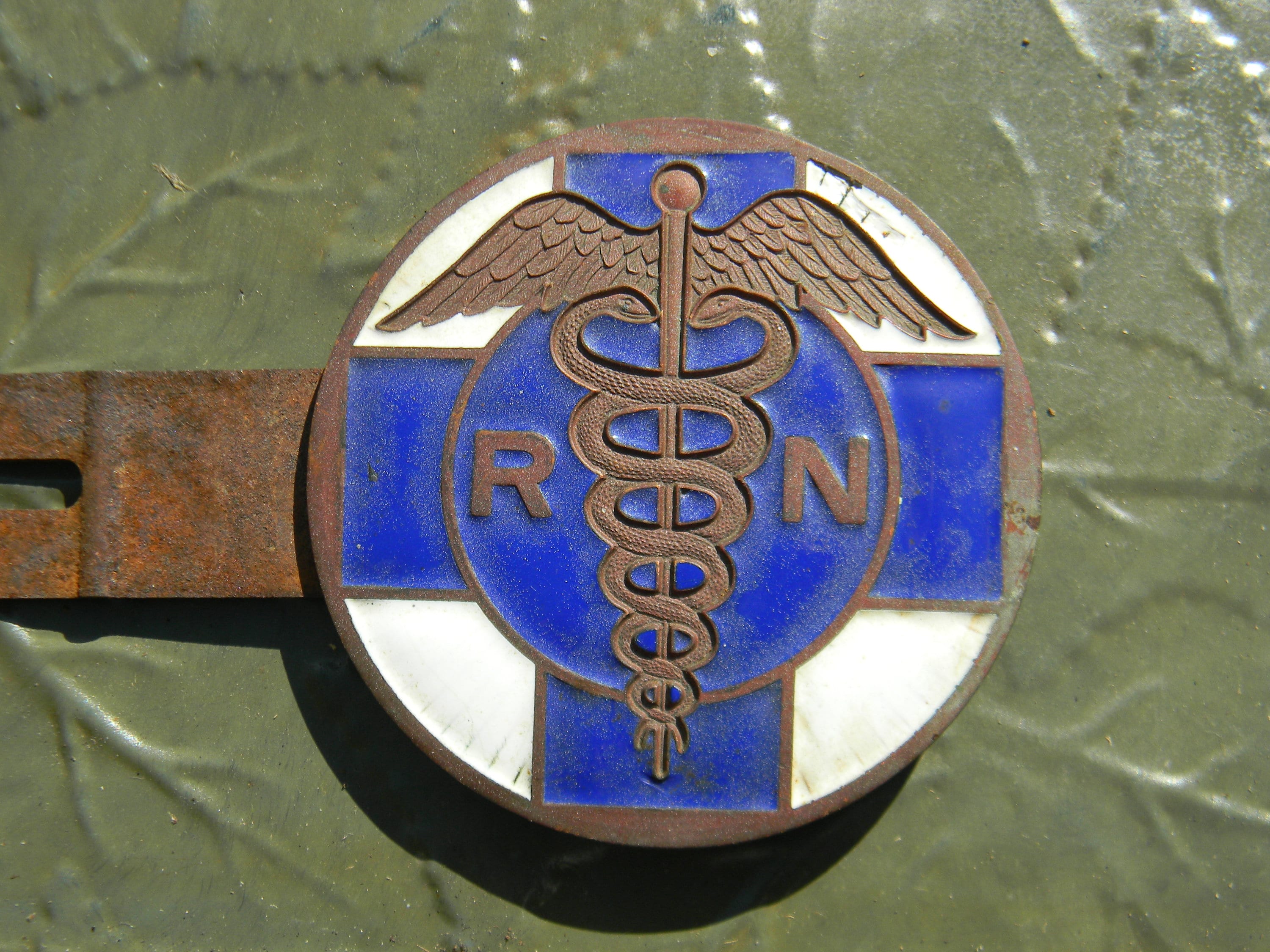 1950's Nurse License Plate Topper, Caduceus Car Badge, RN Nursing ...