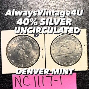1776 1976 Eisenhower Silver Dollar, 40% Silver Coin, DENVER Mint, Bicentennial Commemorative ...