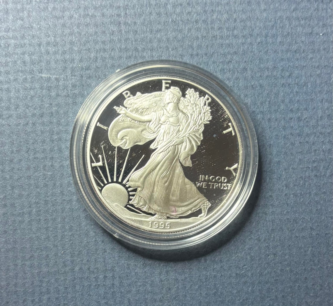 1995 SILVER AMERICAN EAGLE, 1 Ounce Fine Silver, .999 Silver, Proof Coin U.S. Mint, Numismatic ...