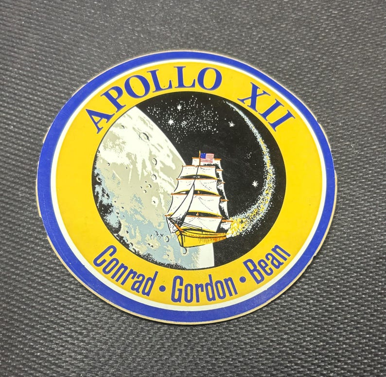 1969 Apollo XII NASA Vintage Decal, Sticker, Collectable, Space, Moon ...