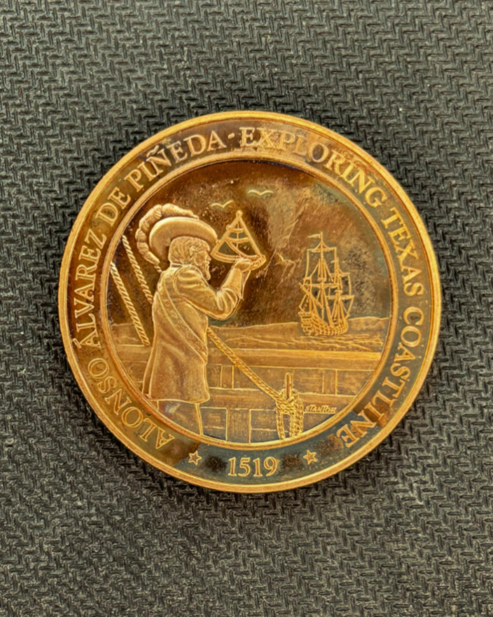 1968 Alonzo Alvarez De Pineda, Texas Coastline 1519, Coin, Medallion ...